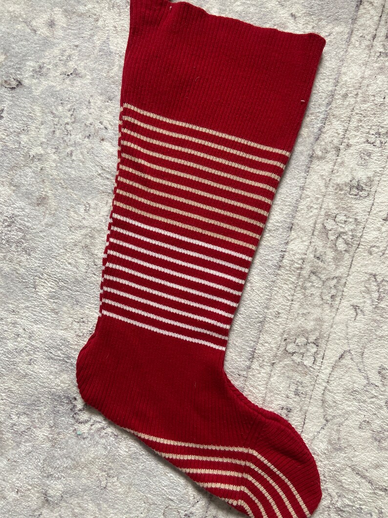 Upcycled Red & White Knit Sweater Christmas Stocking, Vintage Buttons ...