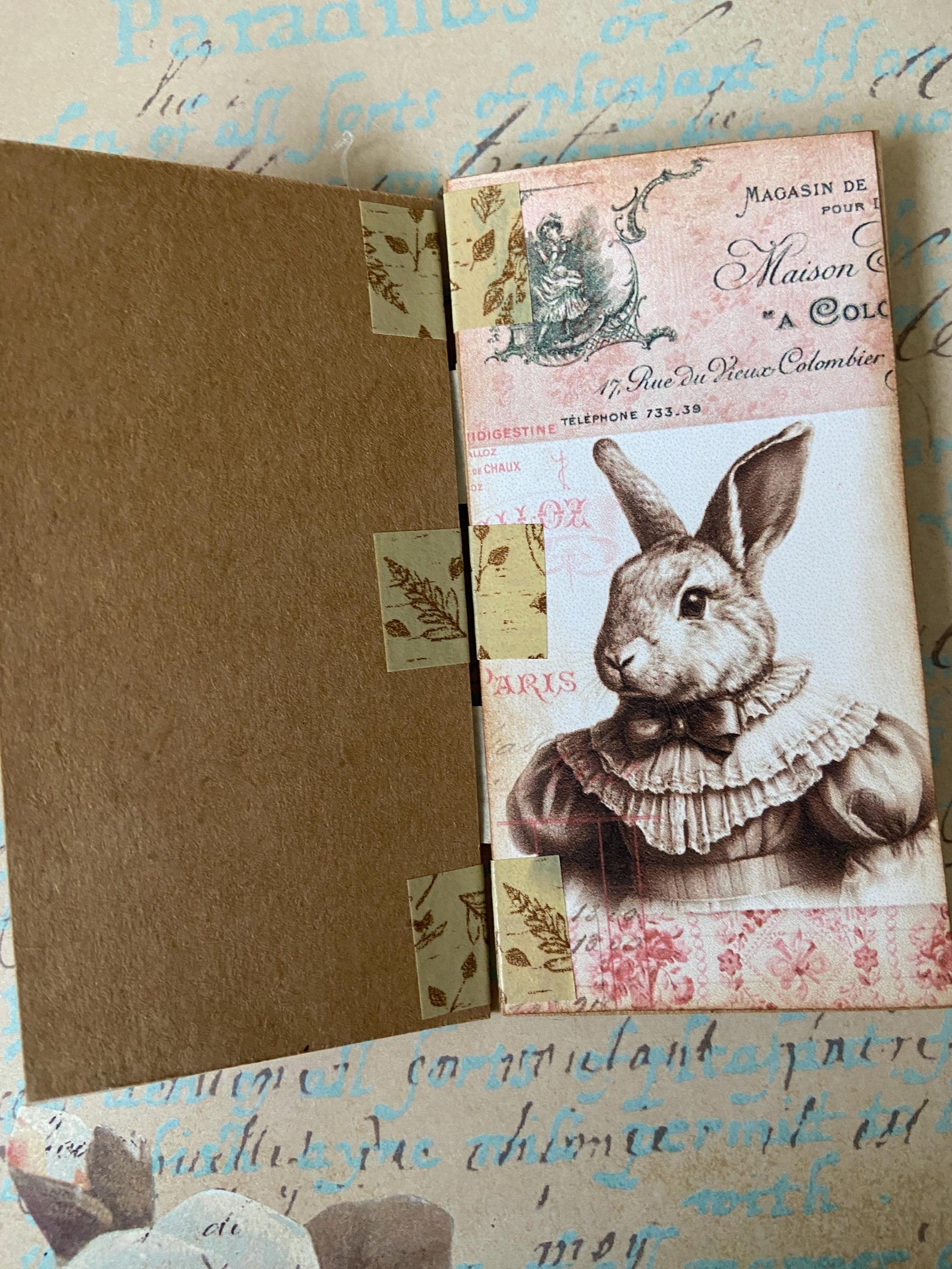 Mini Vintage Bunny Card Journal 1.75 X 3.5 5 Pages, Antique Button - Etsy