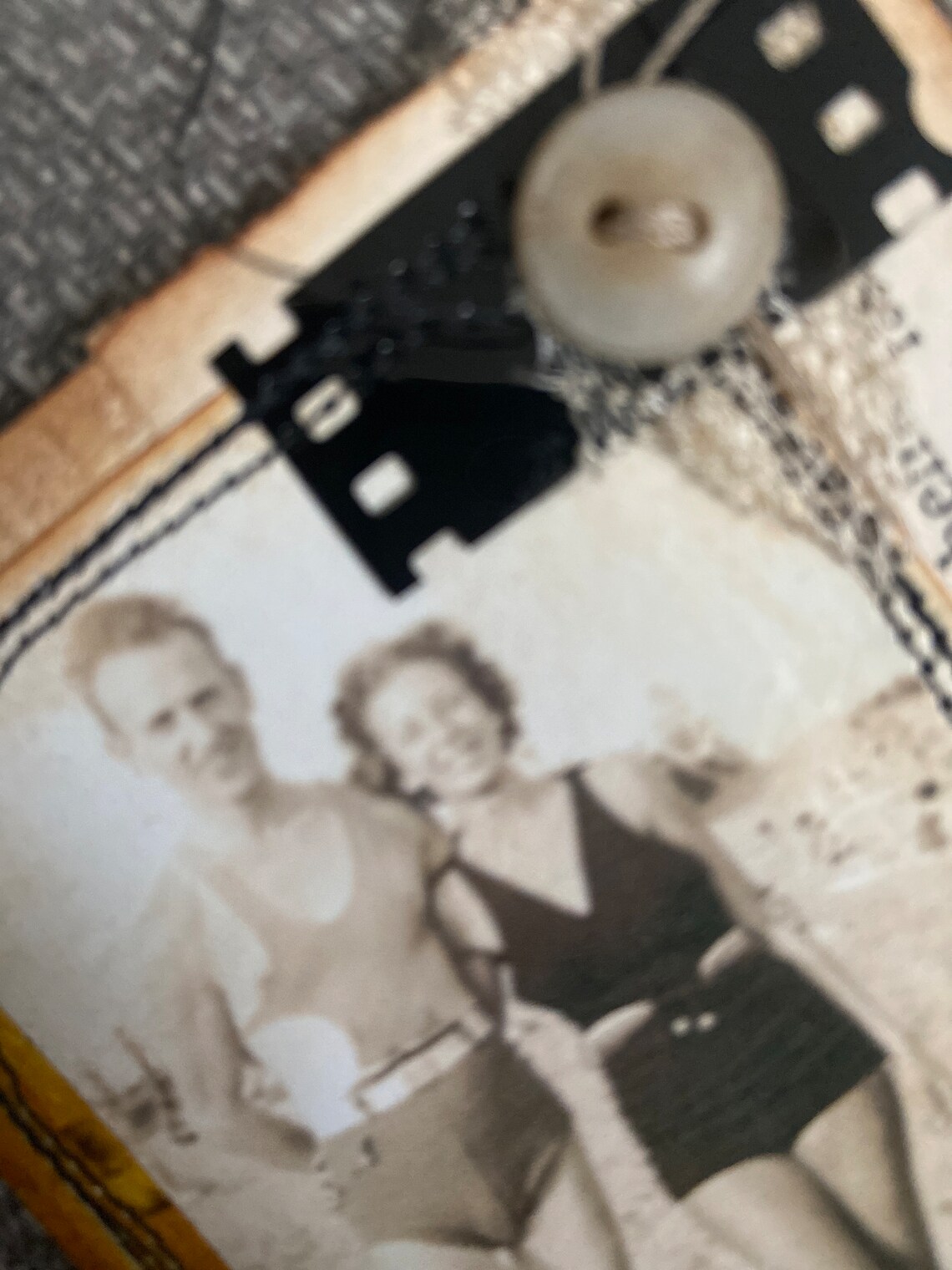 1940s Beach Couple Photo Collage Card, 3 X 4, Vintage Photo, Old Button ...