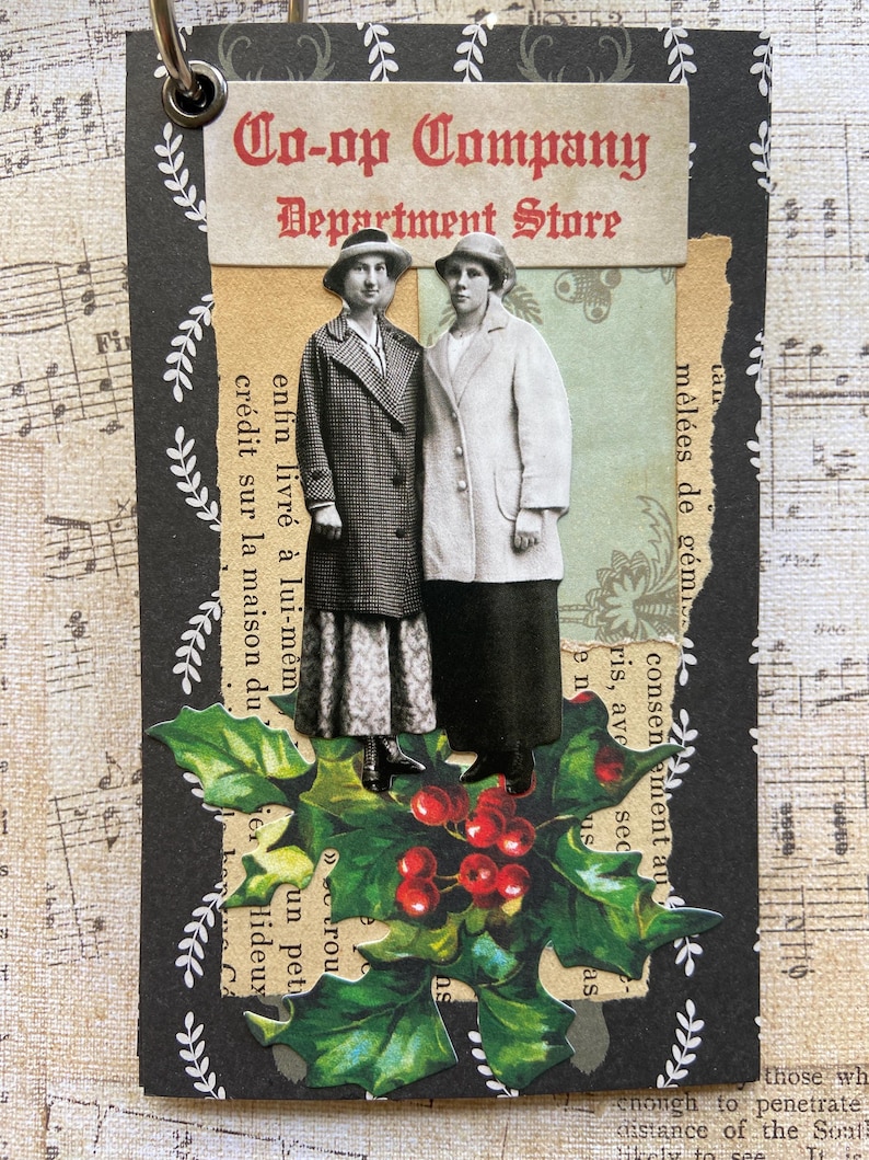 Christmas Ring Journal, 6 Cards 3 X 5”, Tim Holtz Paper Dolls, Ephemera ...