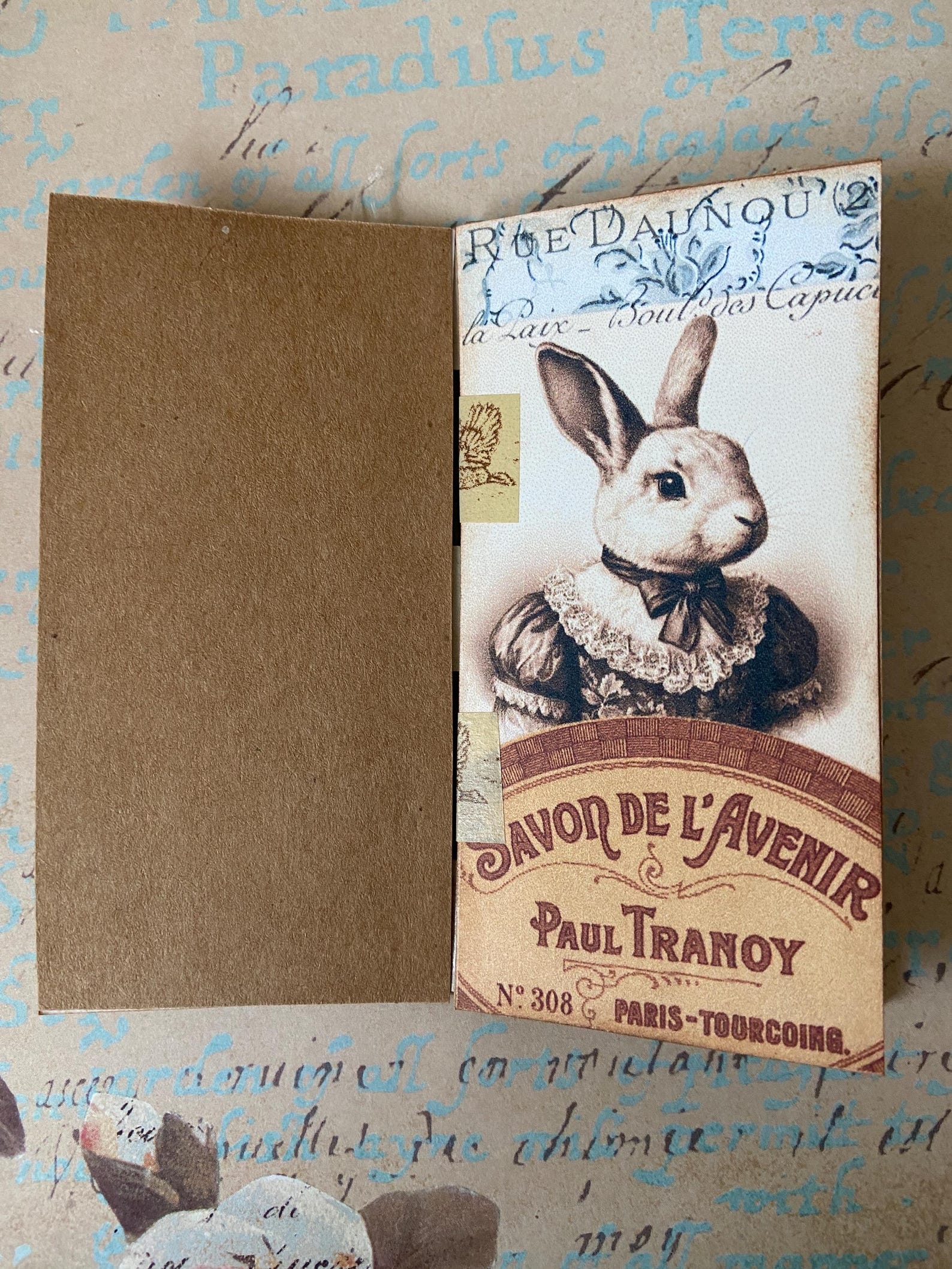 Mini Vintage Bunny Card Journal 1.75 X 3.5 5 Pages, Antique Button - Etsy