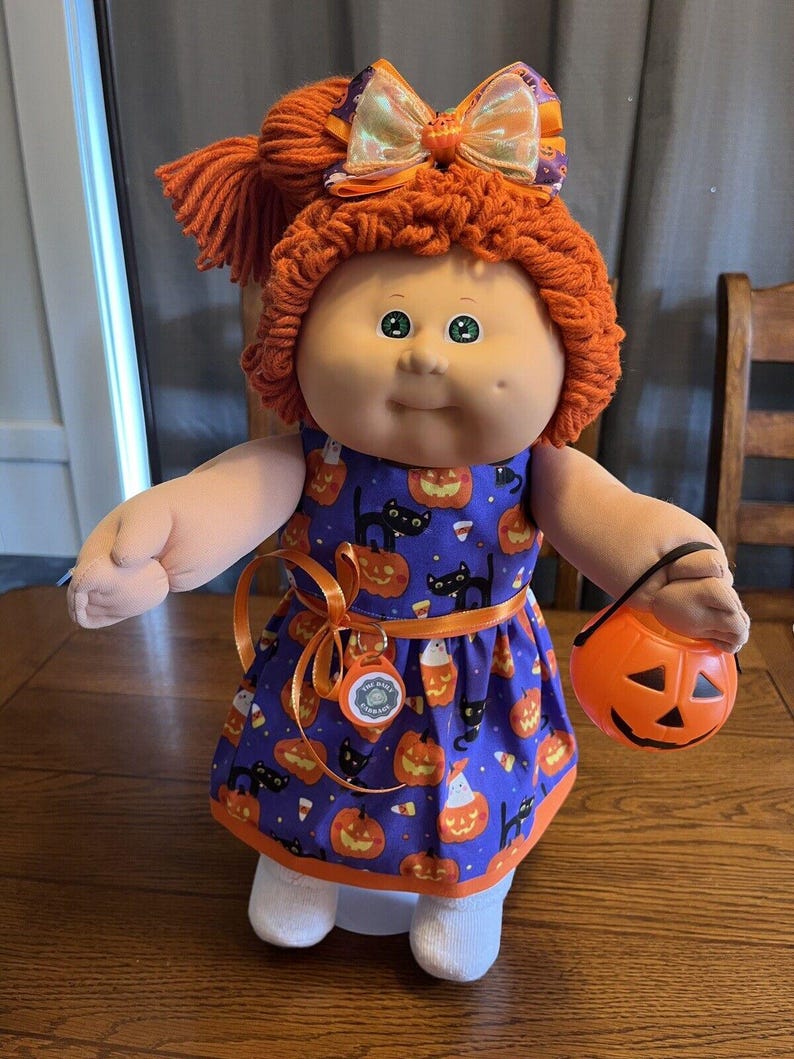 1980s Cabbage Patch Kid Red Hair Green Eyes PMI Halloween Pumpkin Cat Dress Cute - Etsy
