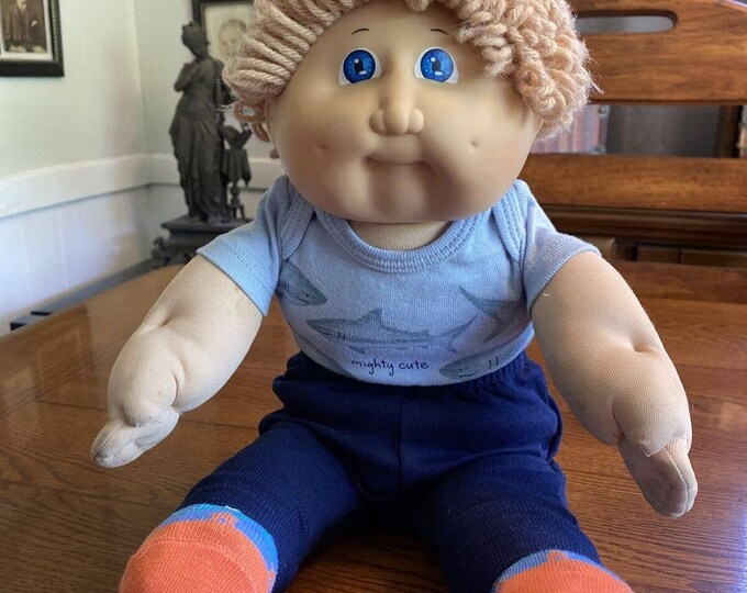 1980s Cabbage Patch Kid Boy Blonde Hair Blue Eyes Dimples Blushing ...