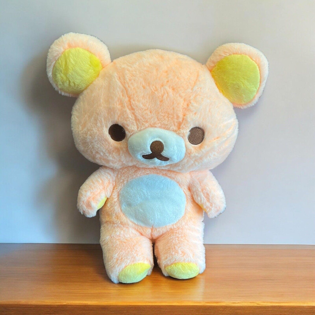 New San-x Japan Rilakkuma Bear Plush 16" Zipper Pouch Neon Orange NWT ...