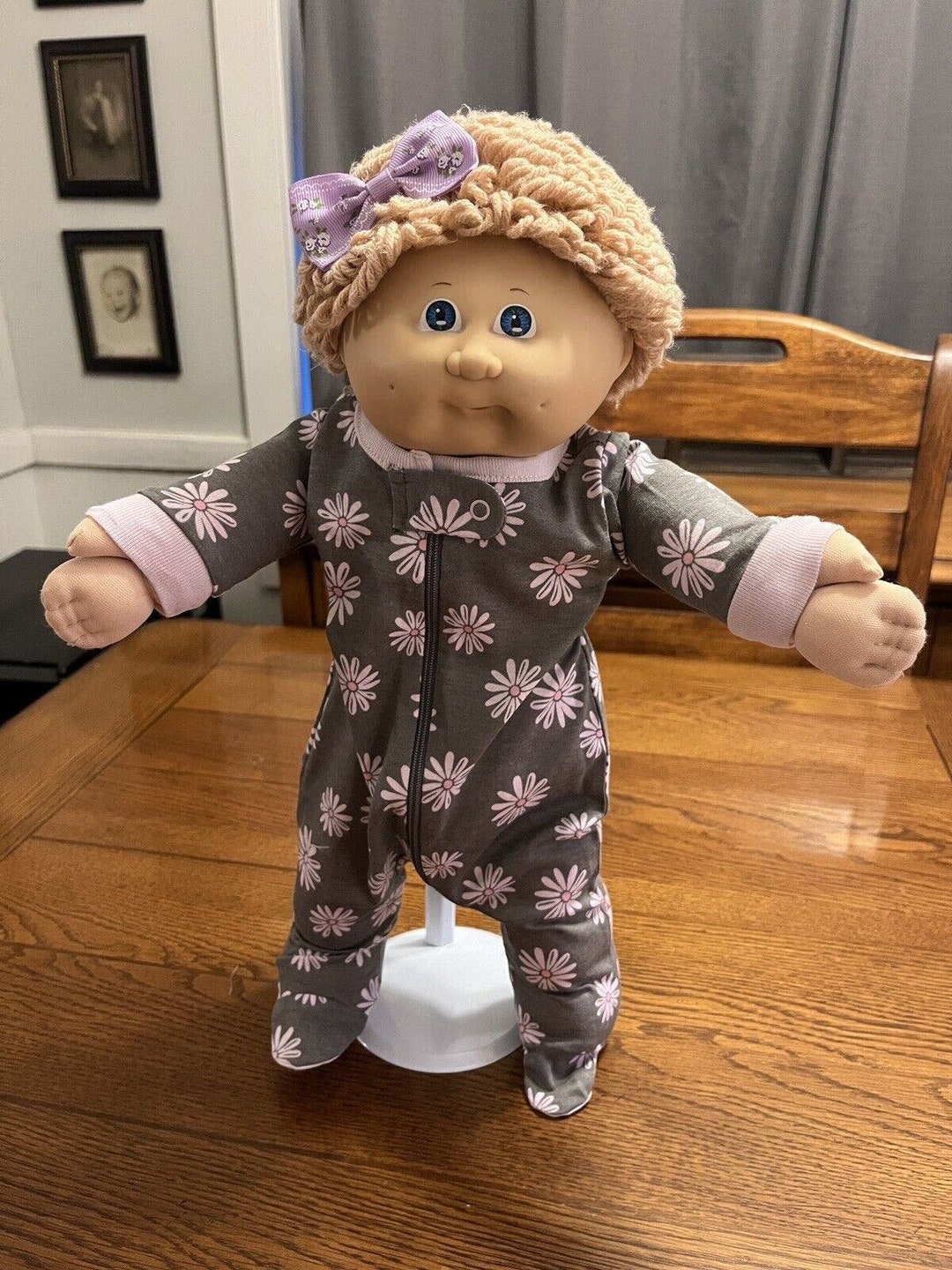 1980s Cabbage Patch Kid Wheat Blonde Hair Blue Eyes PMI Purple Daisy ...
