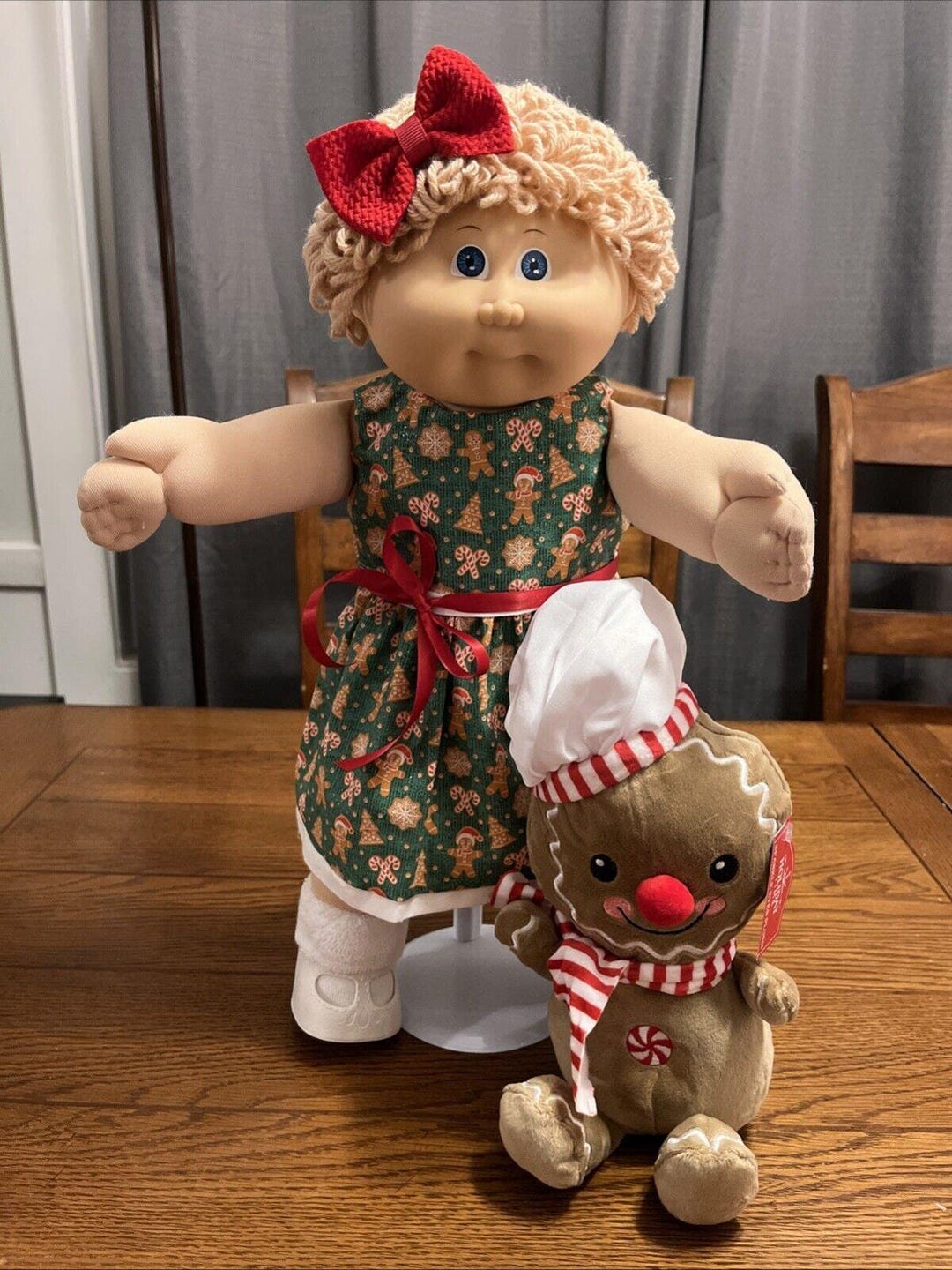 1980s Cabbage Patch Kid Wheat Blonde Blue Eyes Christmas Gingerbread Dress Plush - Etsy
