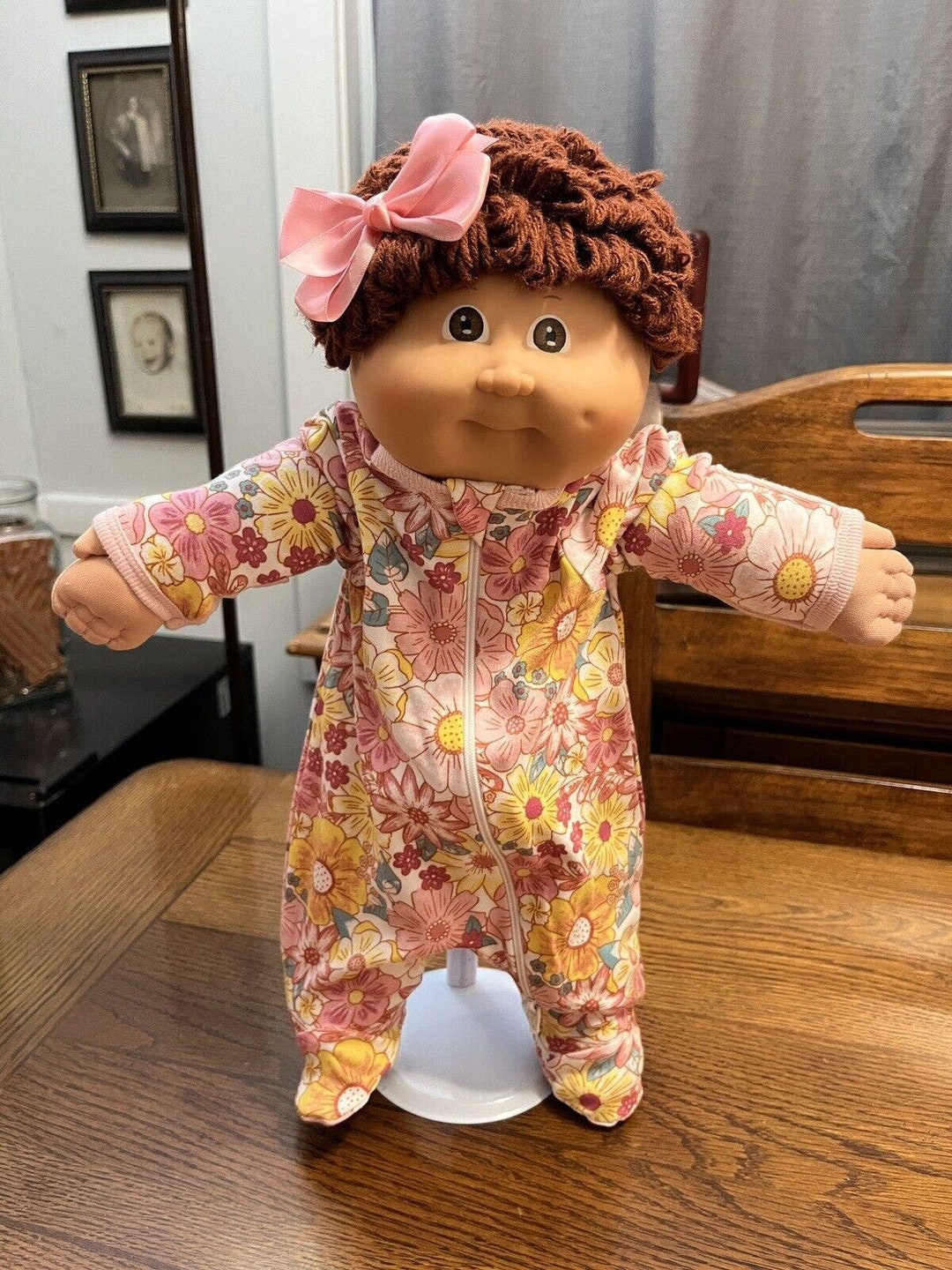 1980s Cabbage Patch Kid Brown Hair & Eyes Blush Cheeks Pink Floral Footie Pjs - Etsy