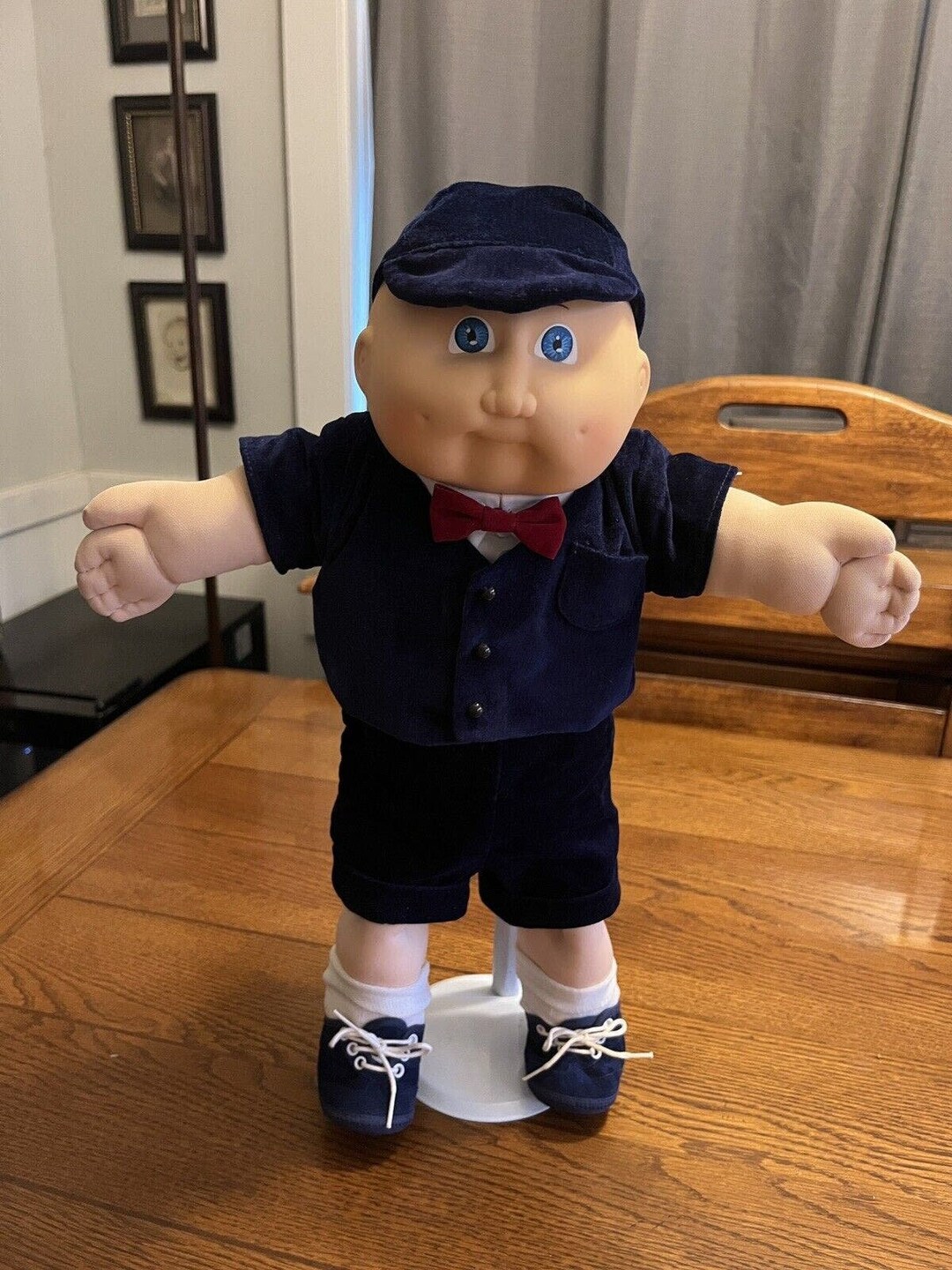 1980s Cabbage Patch Kid Bald Blue Eyes Dimples Blush Cheeks Blue Velvet ...