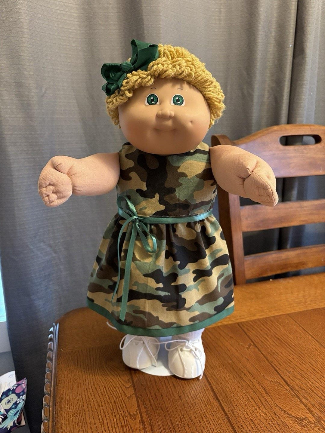 1980s Cabbage Patch Kid Template Wheat Blonde Hair Green Eyes OK Camo ...