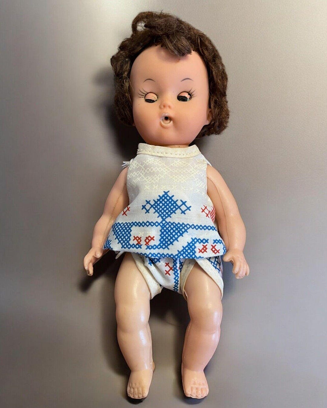 Vintage 1960s MCM Baby Doll Brown Hair Sleep Eyes Vinyl Plastic TLC - Etsy