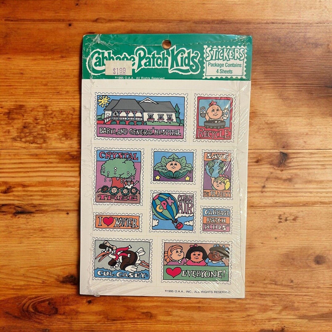 Vintage Cabbage Patch Kids Dolls Stickers Stamps Sealed Pack NOS 1980s ...