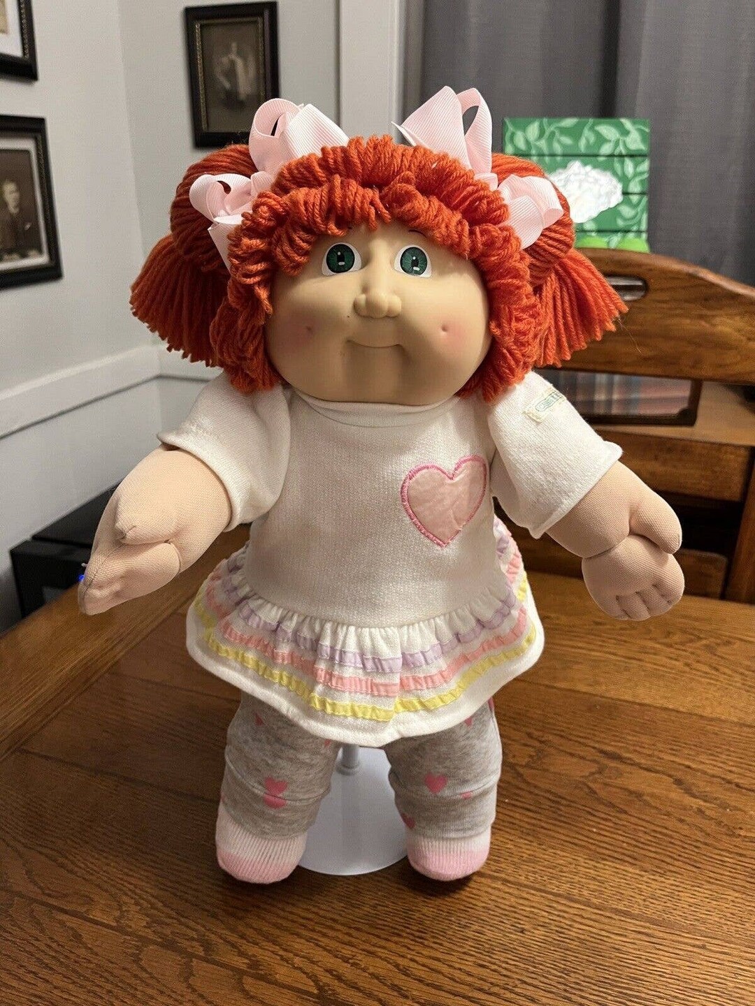 1980s Cabbage Patch Kid Red Pigtails Green Eyes IC Pink Heart - Etsy