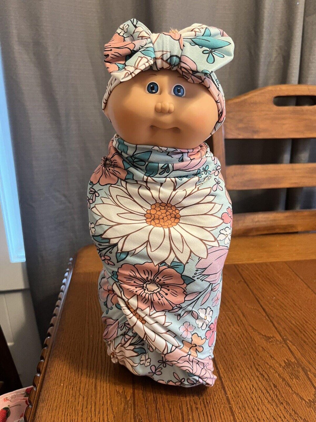 1980s Cabbage Patch Kid Preemie Blonde Blue Eyes Blue Spring Floral ...