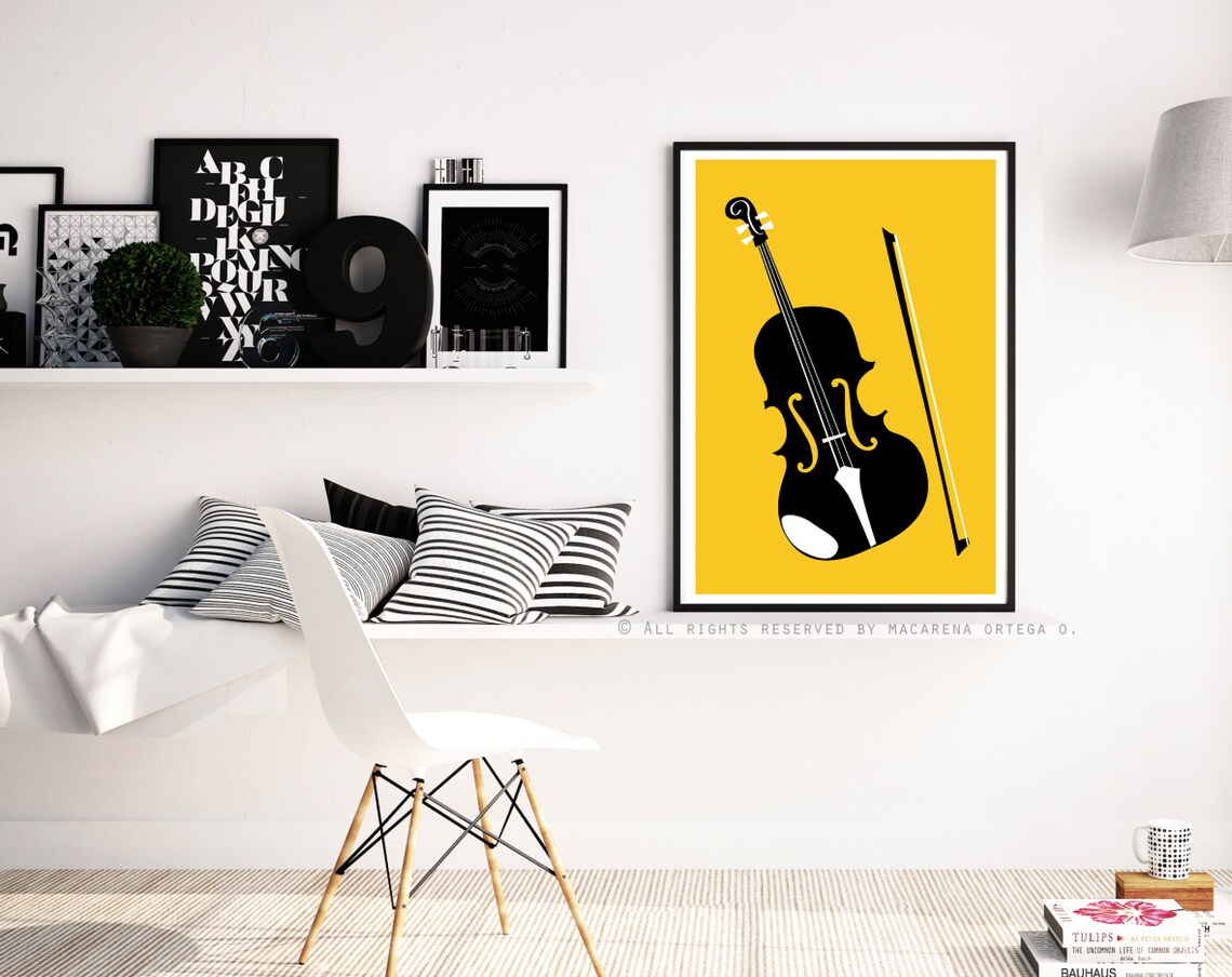 Violin Retro Art Print Violin for Music Lover Classic Music - Etsy