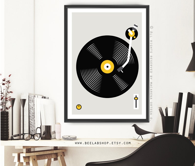 Vinyl Record Print Retro Print Vinyl Record DJ Gift Art Poster Mid ...
