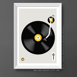 Vinyl Record Print Retro Print Vinyl Record DJ Gift Art Poster Mid ...