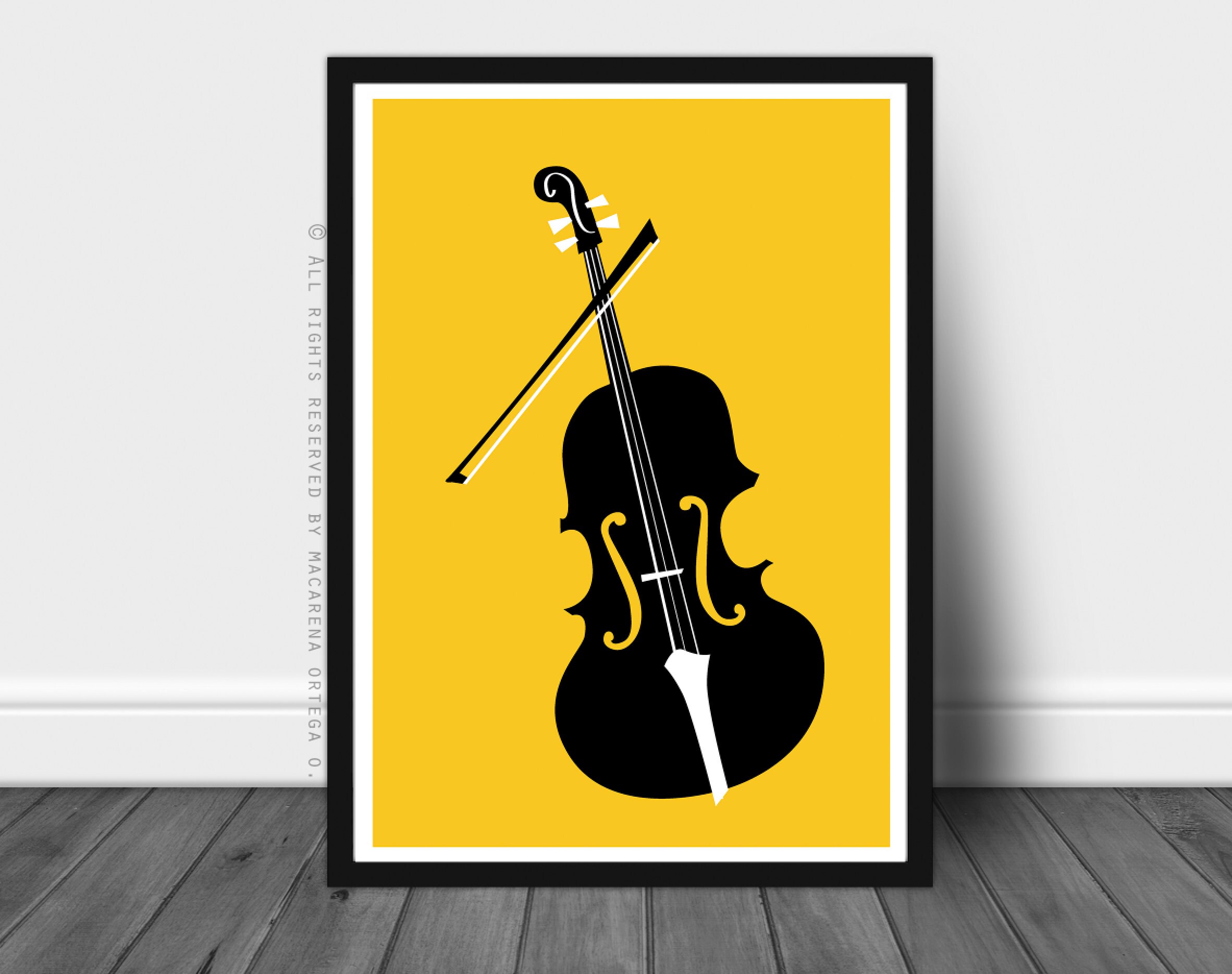Cello Retro Art Print Violoncello for Music Lover Classic - Etsy