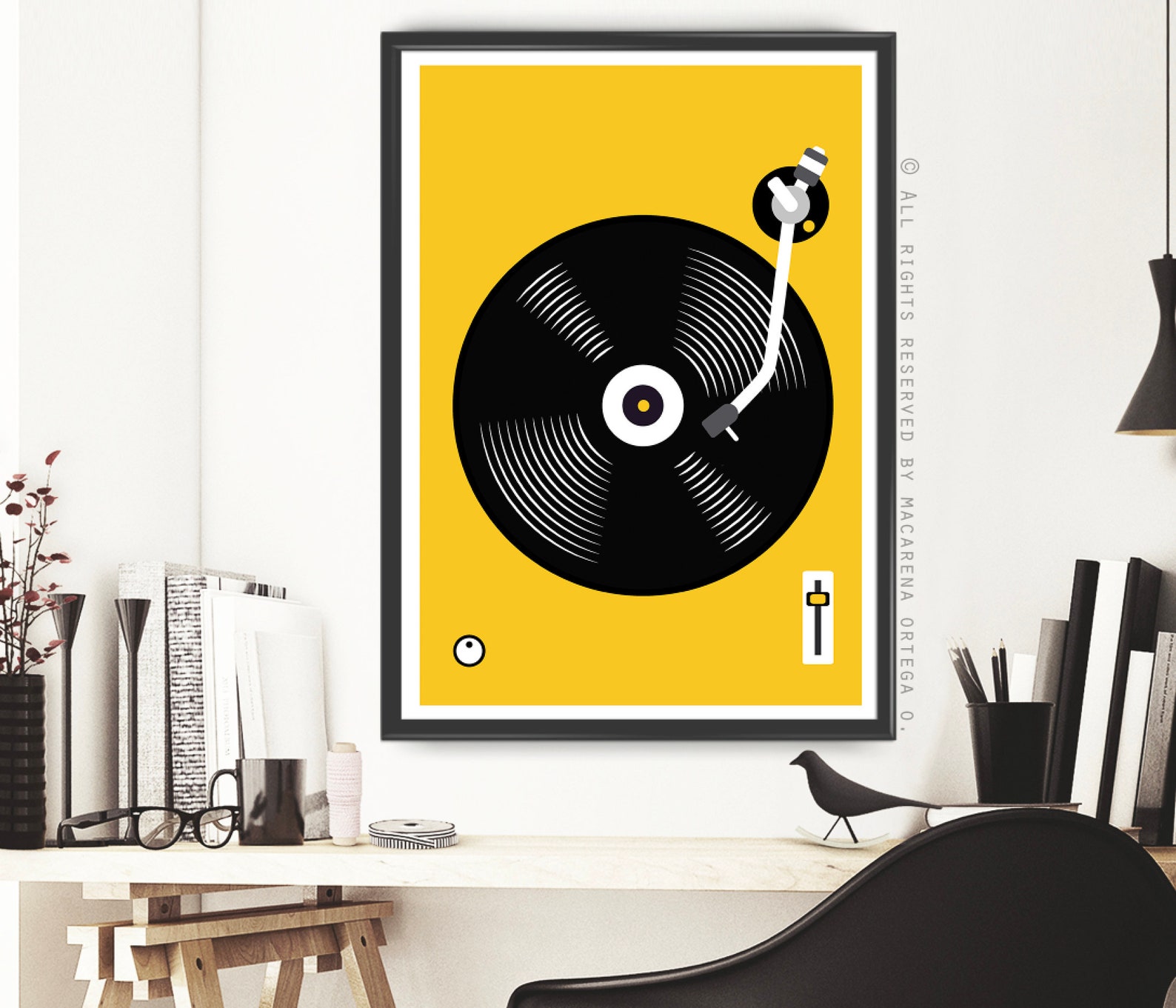Vinyl Record Print Retro Print Vinyl Record DJ Gift Art Poster Mid ...