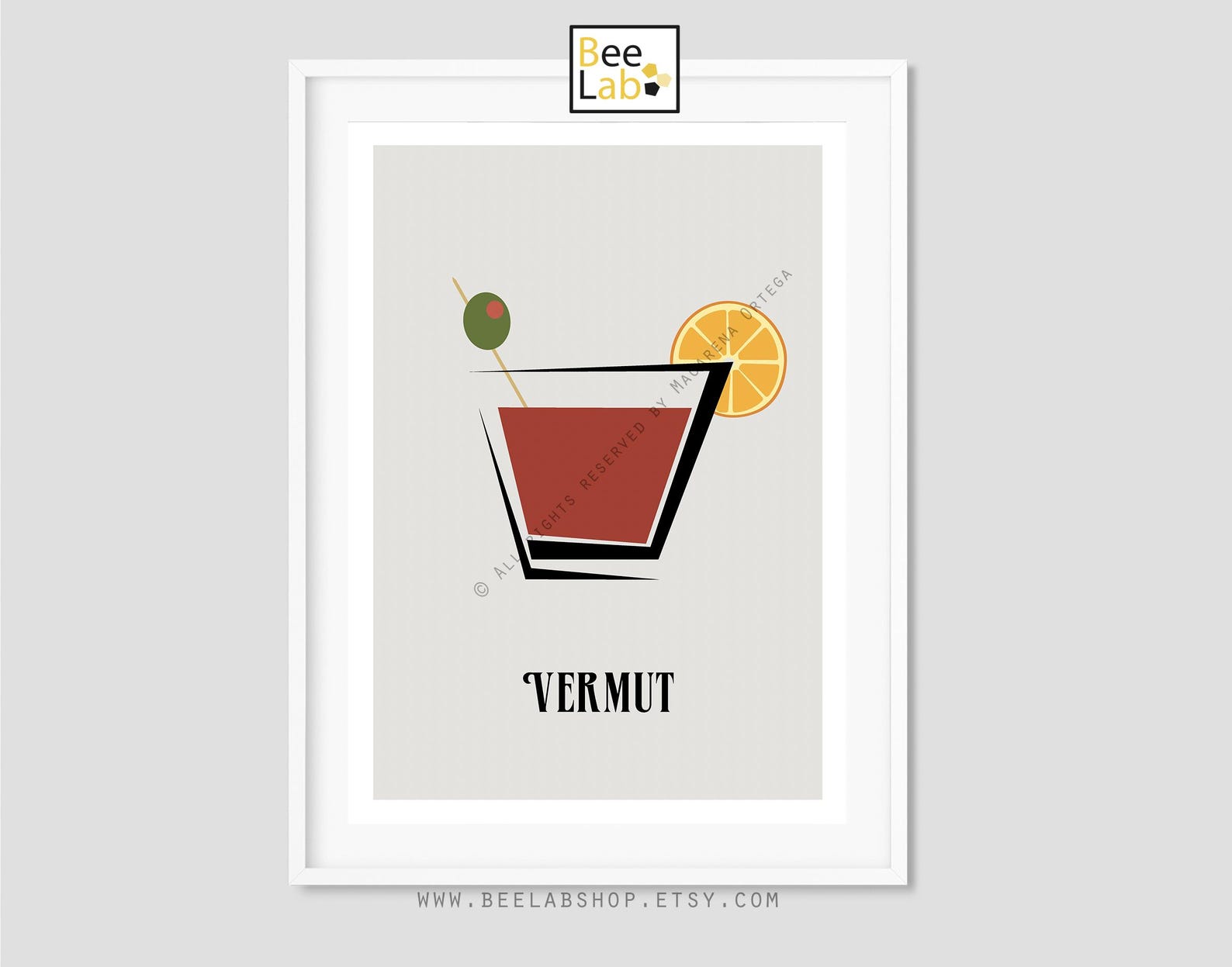 Vermut / Vermouth Cocktail Art Print | Mid-century Style Bar & Kitchen ...
