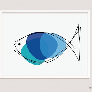 Mid Century Poster Fish Style Art Print Retro Inspired Scandinavian ...