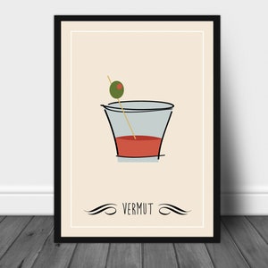 Vermut Barcelona Poster Spain Art Print BCN Vermouth Glass Poster Art ...
