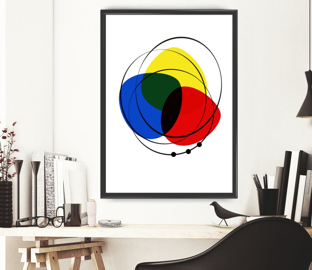 Abstract Art Print Retro Abstract Primary Colors Poster Minimalist Wall ...