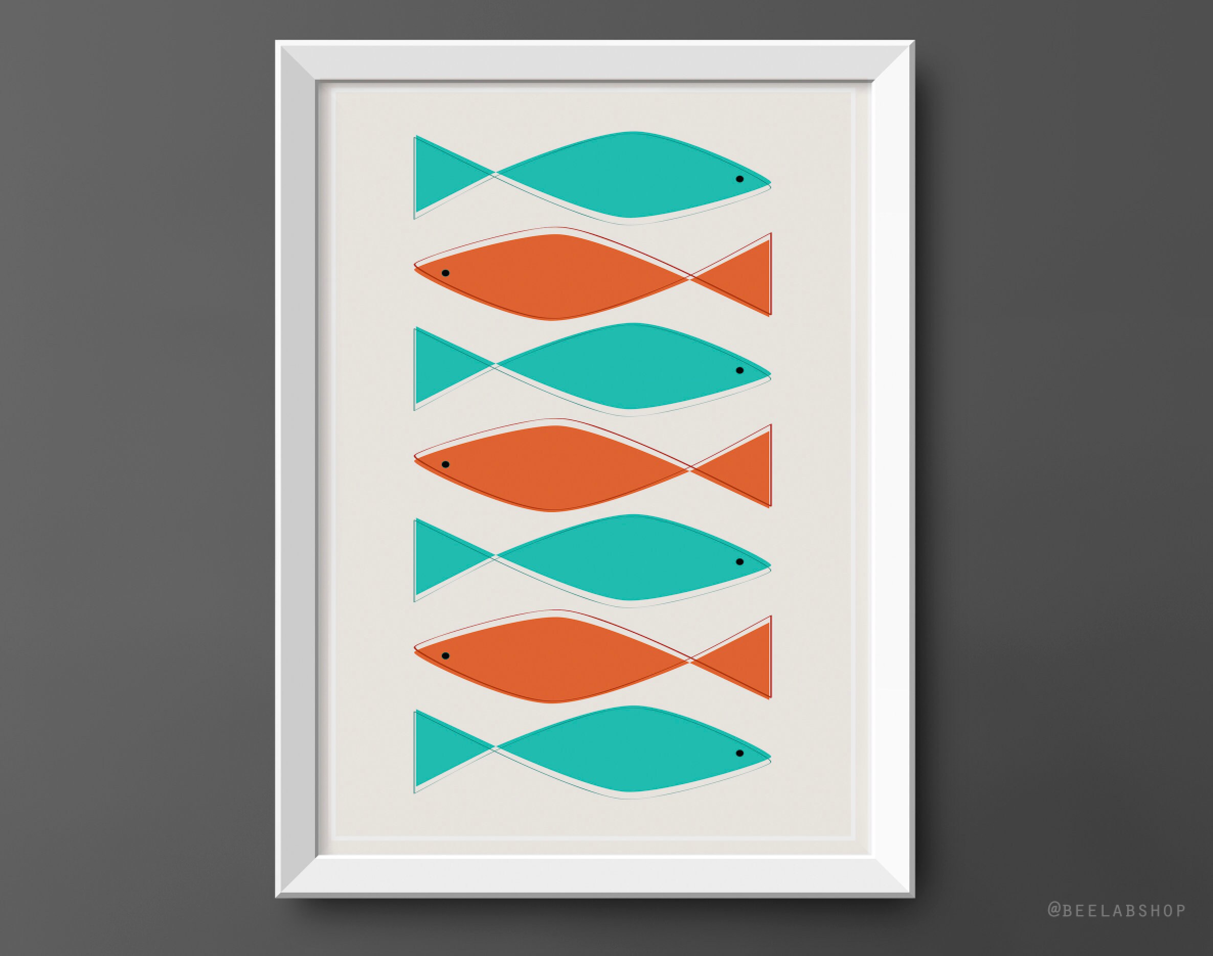 Mid Century Style Art Print Retro / Fish Nº5 Inspired - Etsy