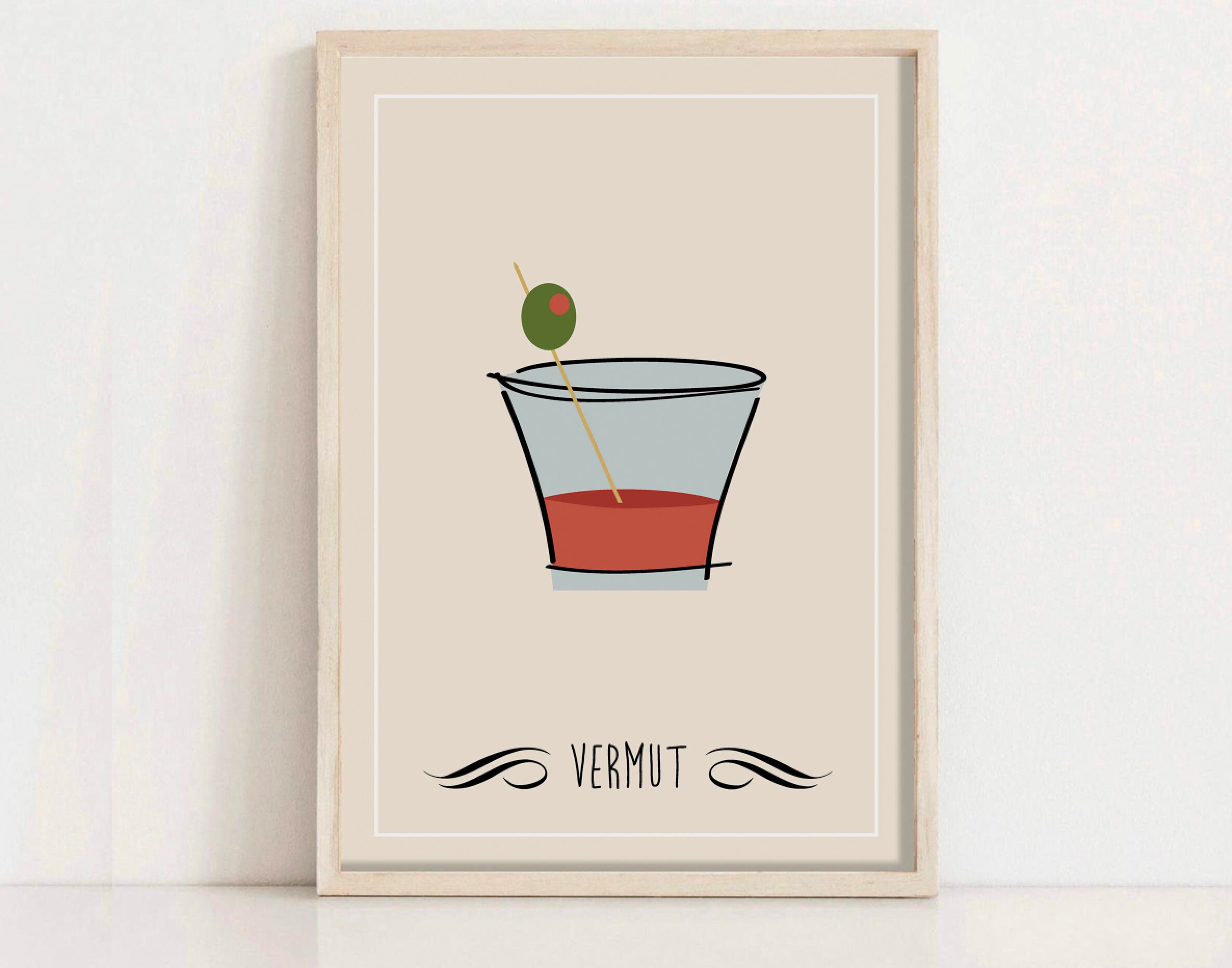 Vermut Barcelona Poster Spain Art Print BCN Vermouth Glass Poster Art ...