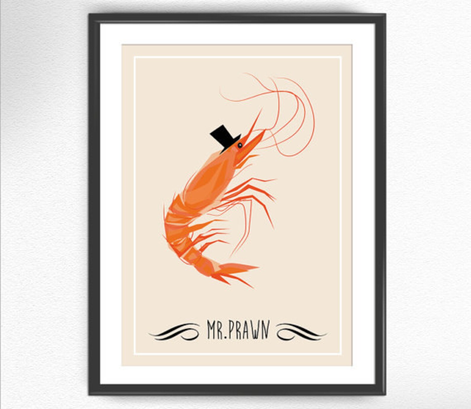 Mr Prawn Print Prawn Art Illustration Print Poster Kitchen - Etsy