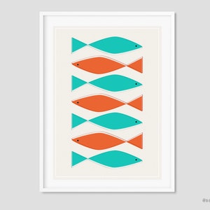 Mid Century Style Art Print Retro / Fish Nº5 Inspired Scandinavian Wall ...
