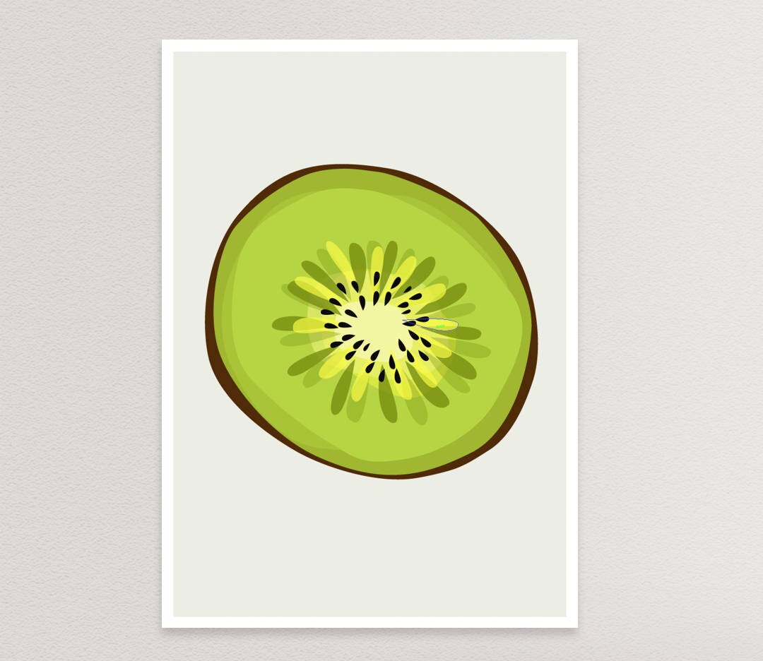 Kiwi Print Minimalist Fruit Kiwi Art Print Fruit Kitchen Decor Art ...
