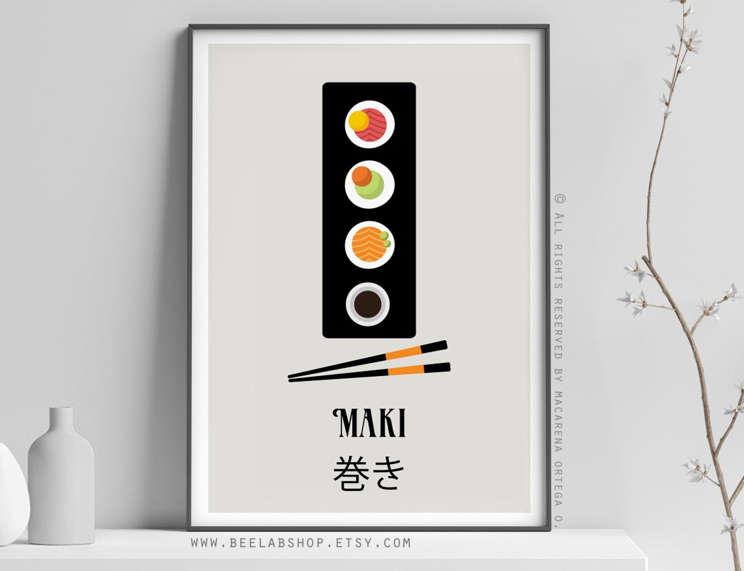 Maki Sushi Rollos Print Sushi Poster Sushi Art Print Japanese Food ...