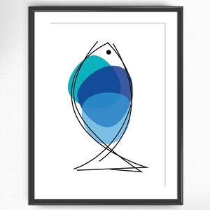 Mid Century Poster Fish Style Art Print Retro Inspired Scandinavian ...