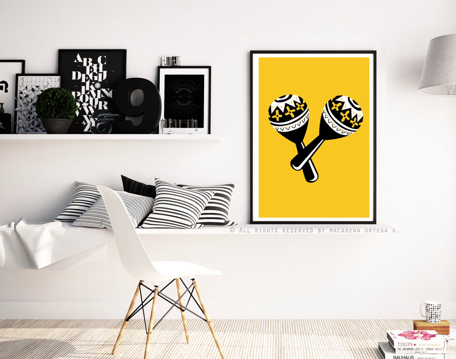A Maraca Art Print Rumba Shaker Chac-chac Poster Retro Prints Music ...