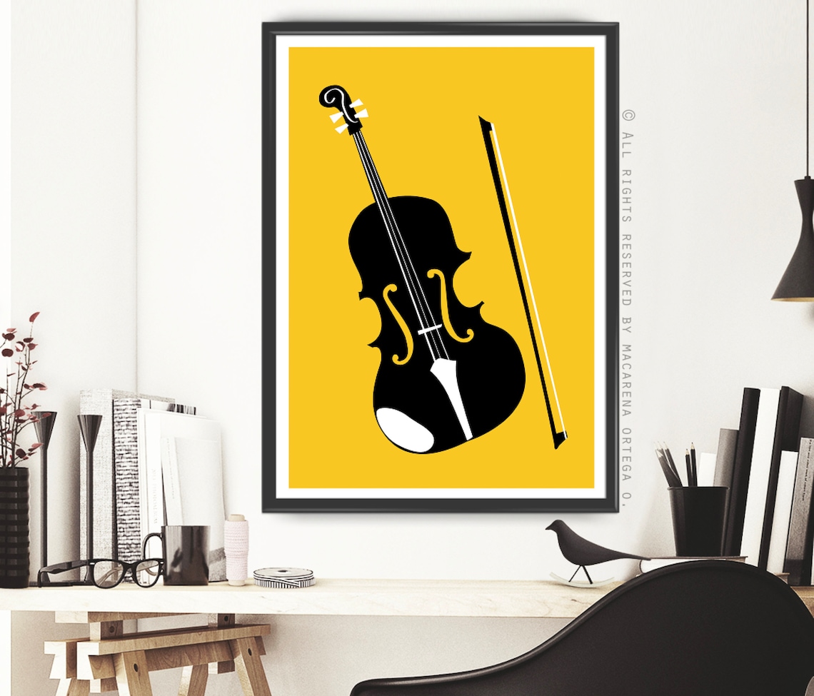 Violin Retro Art Print Violin for Music Lover Classic Music - Etsy