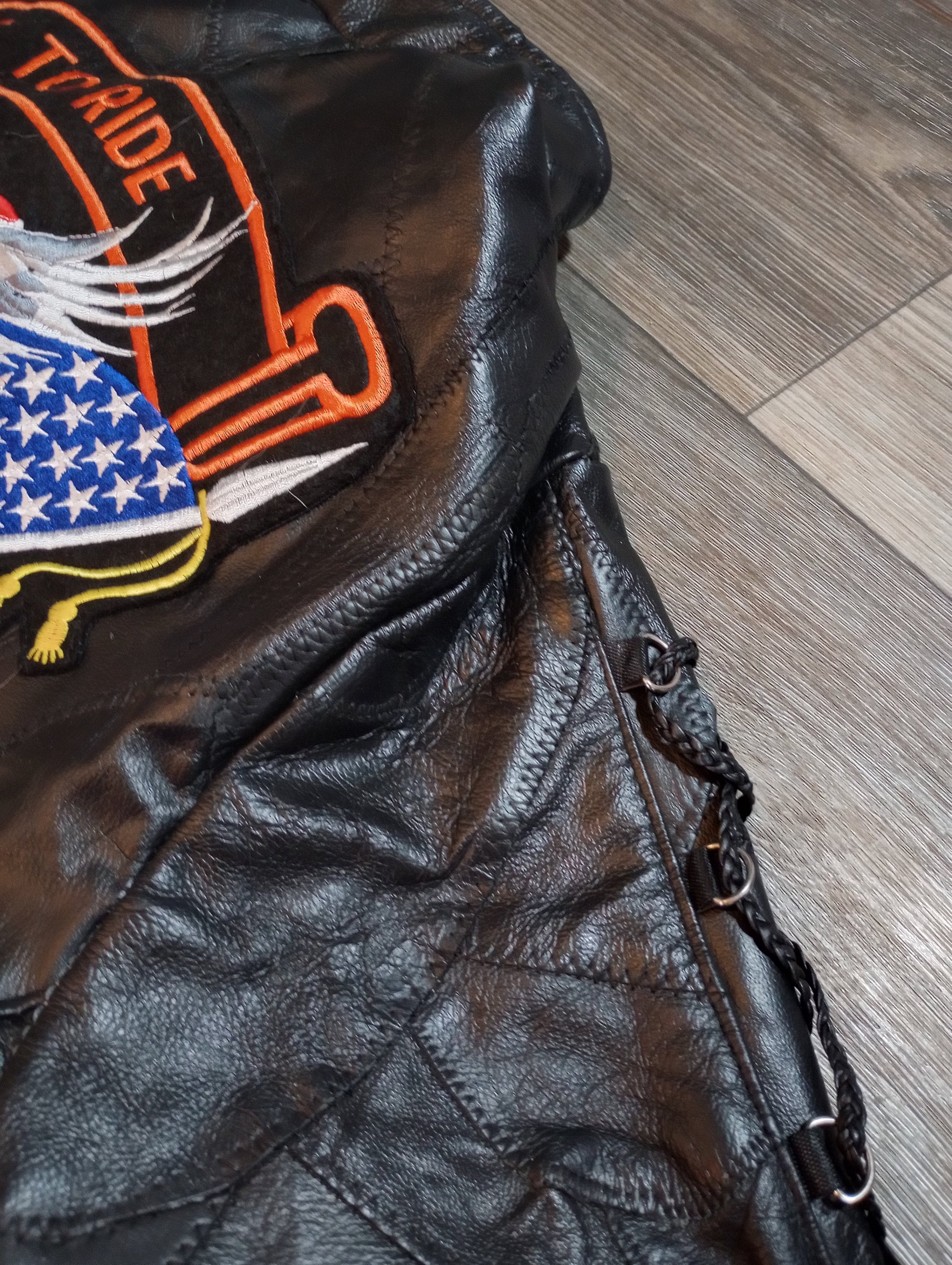 Diamond Plate Buffalo Leather Biker Jacket With Patch Motorcycle Gear ...
