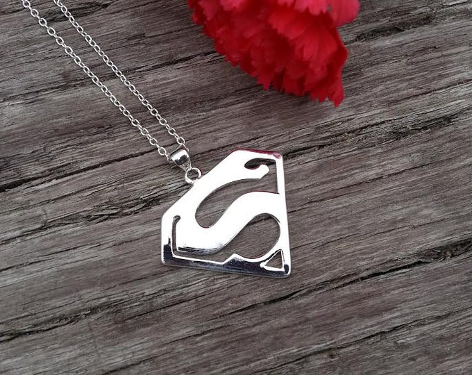 Sterling Silver Superman Necklace Charm Pendant Designer Fashion ...