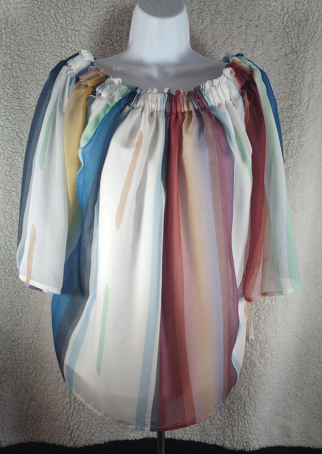 Tasha Polizzi Collection Morocco off the Shoulder Sleeve Striped Flowy ...