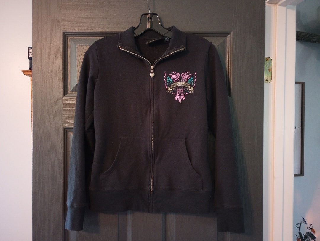 Harley Davidson Lady Rider Motorcycle Biker Full Zip Jacket All Over ...