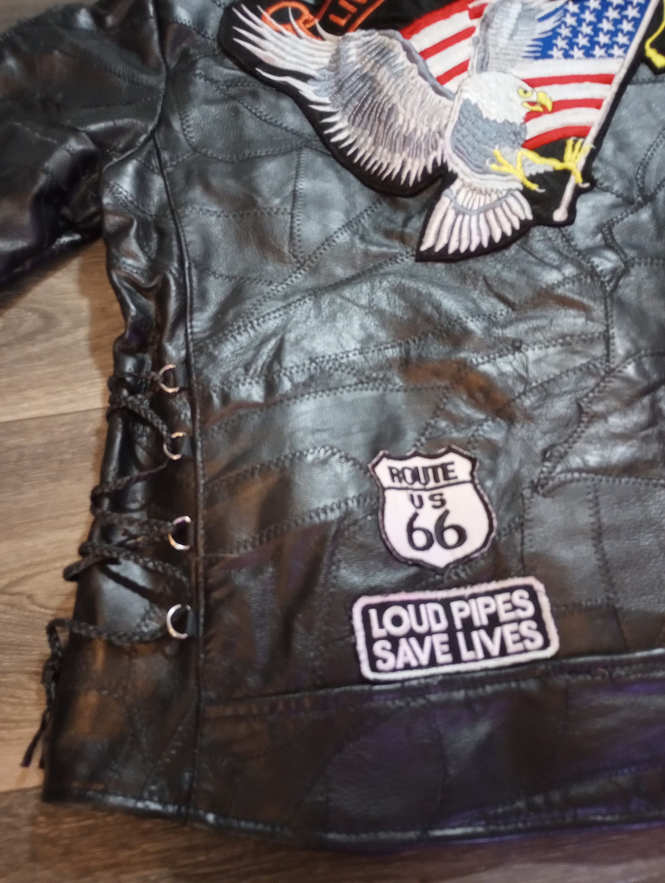 Diamond Plate Buffalo Leather Biker Jacket With Patch Motorcycle Gear ...