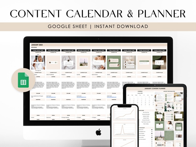 Social Media Content Calendar & Planner Template Yearly - Etsy