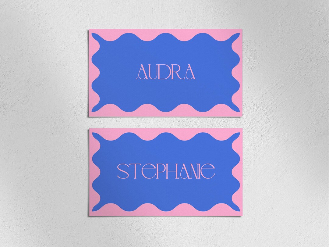 Printable Wavy Border Place Cards Custom Place Cards Template Editable ...
