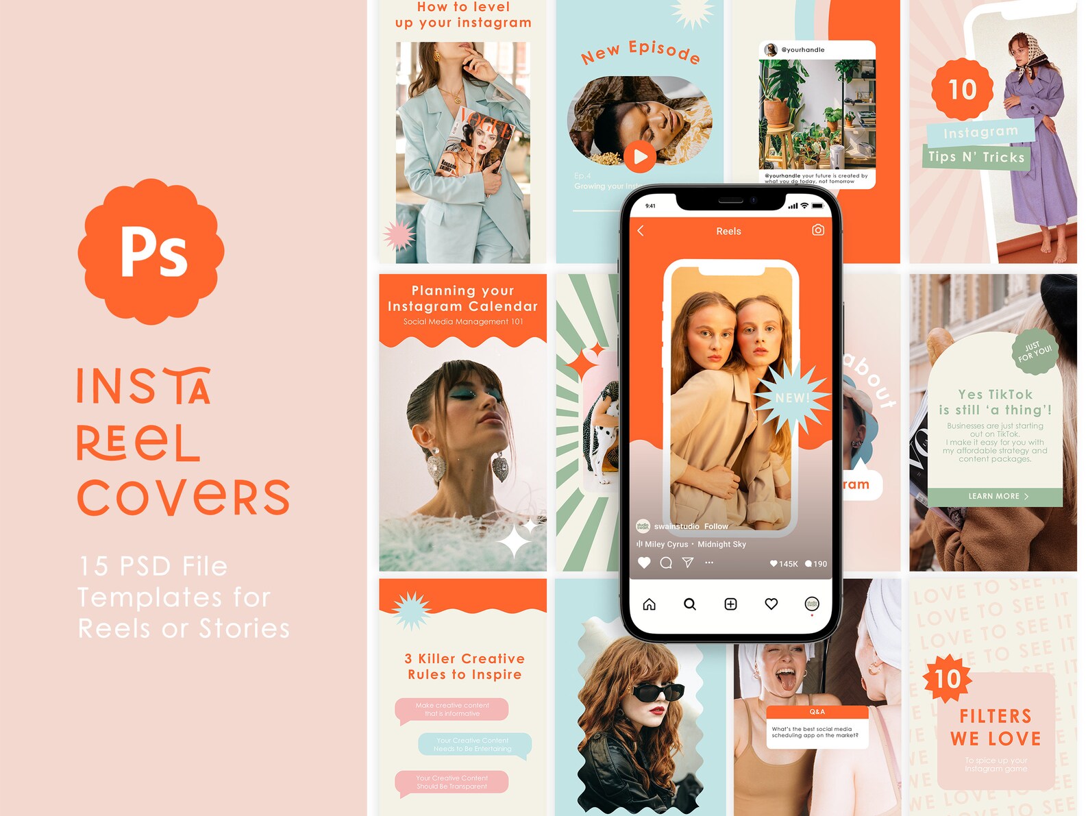 Bold Instagram Reel Cover & Story Templates Set of 15 PSD - Etsy