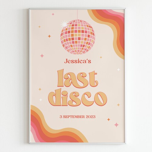 Editable Last Disco Bachelorette Party Template Welcome Sign - Etsy