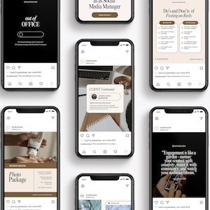 Instagram Social Media Manager Post Templates | Set of 50 | Canva ...