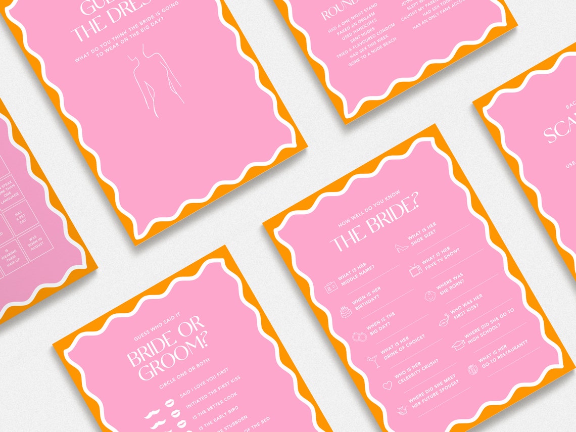 Modern Hens & Bridal Shower Party Games | Bachelorette Party | Wavy ...
