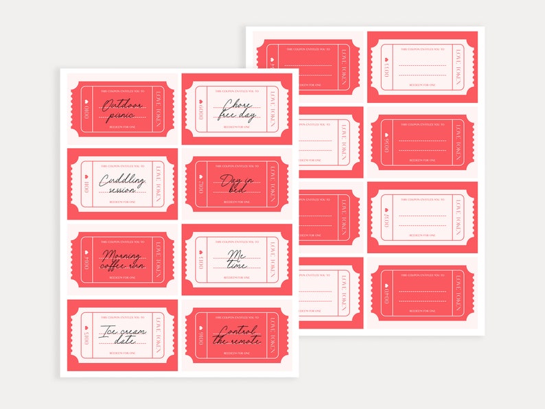 40 Printable Love Coupons | Valentines Day & Anniversary | Gift for Him ...