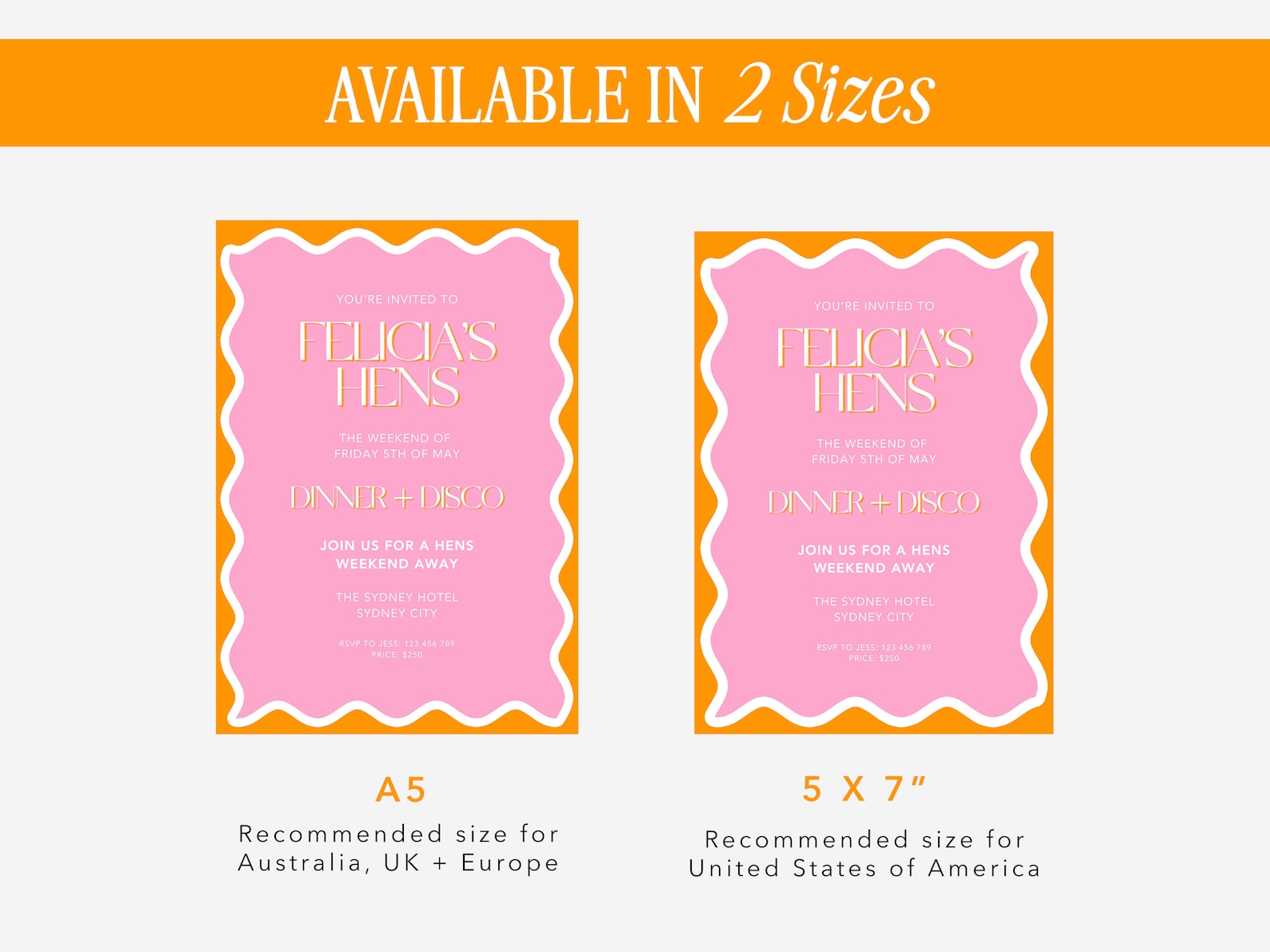 Modern Hens & Bachelorette Invite | Bachelorette Party | Orange and ...