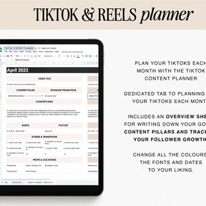Tiktok & Reel Video Content Planner Google Sheet Spreadsheets Excel ...