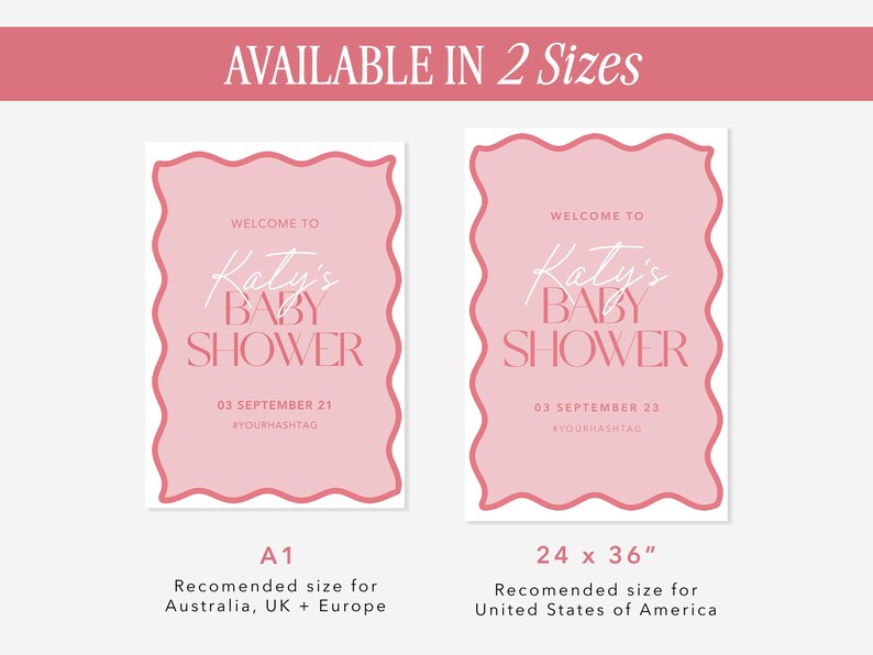 Printable Wavy Border Baby Shower Sign | Welcome Sign Template | Canva ...